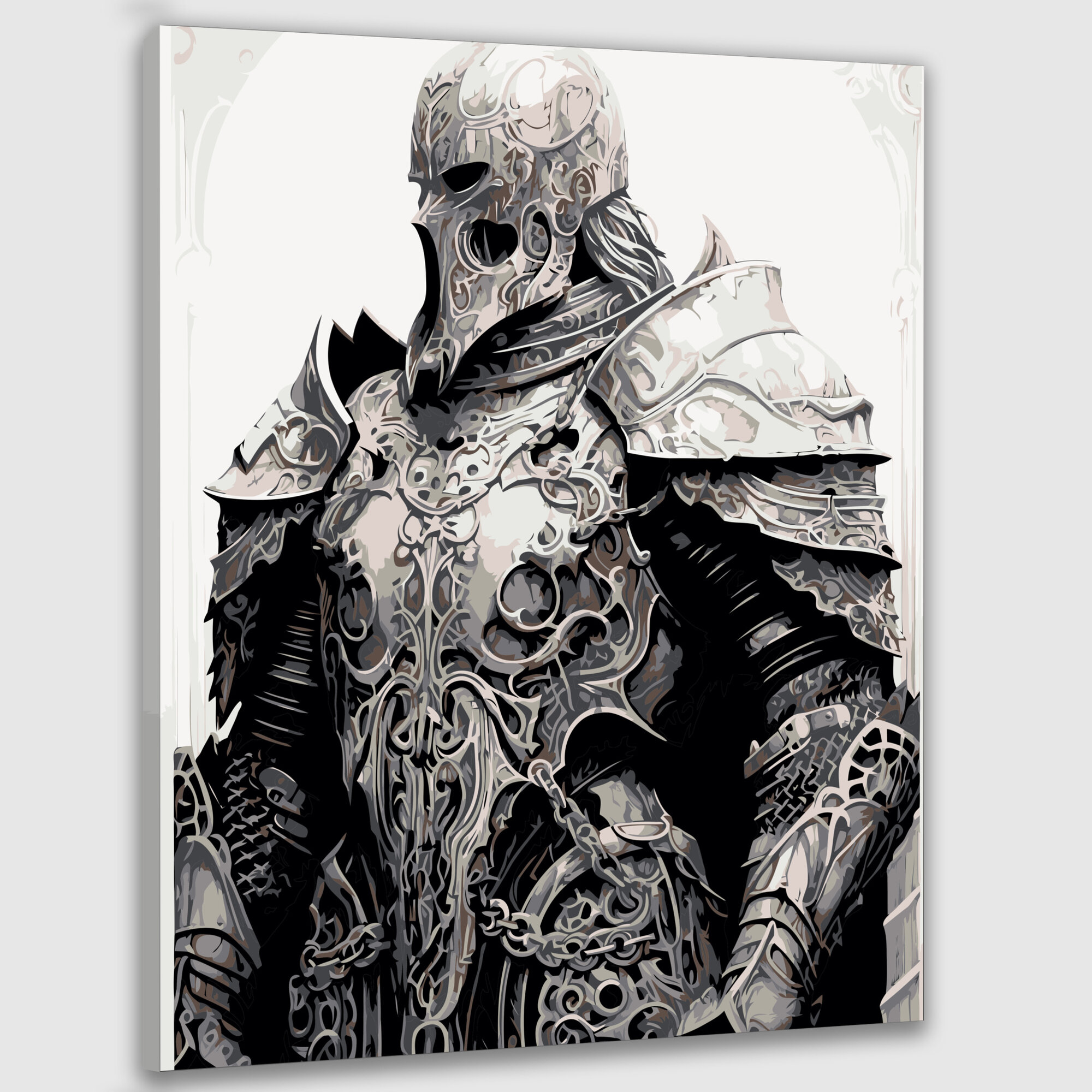 Картина по номерам 40x50 см, картина, черный цвет, король, тушь, мелкие детали, внушительная фигура, продуманный наряд