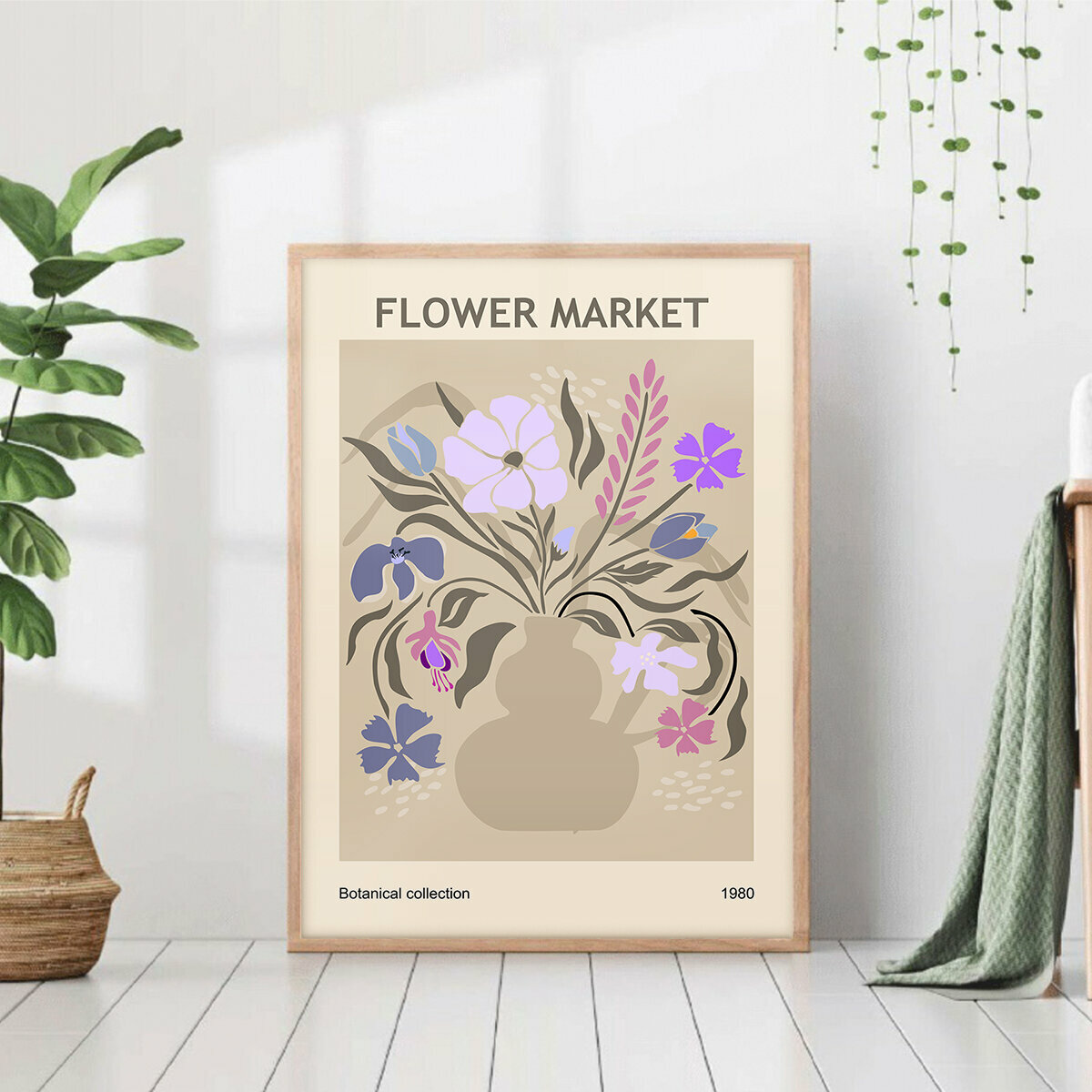 Постер "Букет сиреневых цветов" без рамы 50х70 см на стену для интерьера