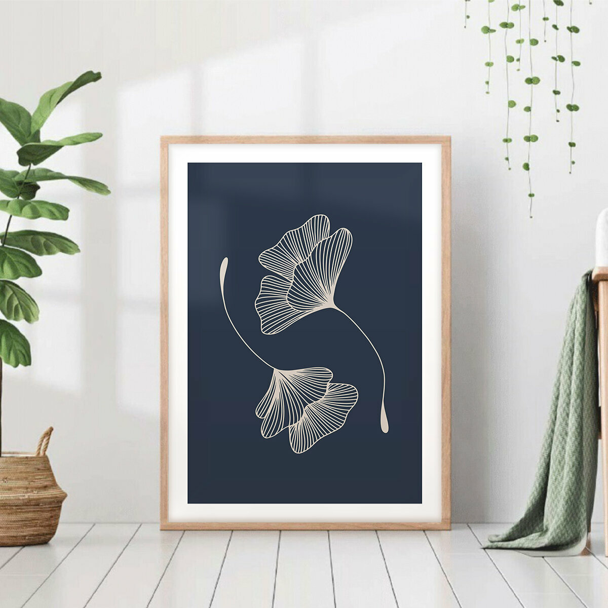 Постер "Два цветка на темном фоне рисунок" без рамы 40х50 см на стену для интерьера