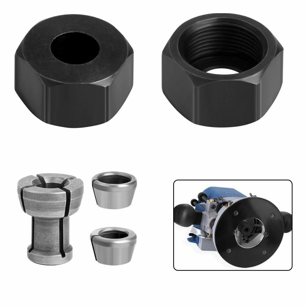 1 X Набор адаптеров цангового патрона для гравировального станка, деревообрабатывающего фрезера 10/9.5/8/6.35/6 мм