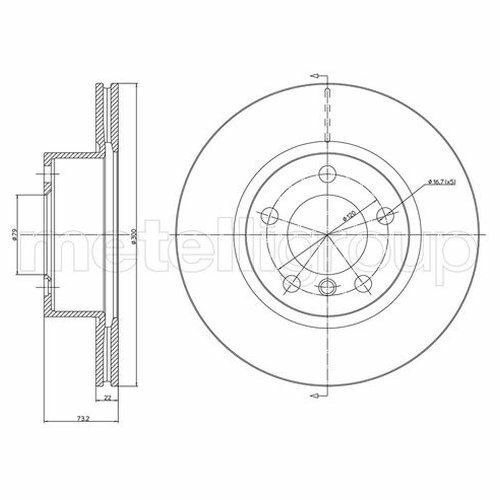 Диск тормозной передний Metelli 231367C
