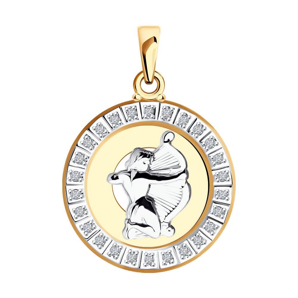 Подвеска, красное золото, 585 проба, фианит