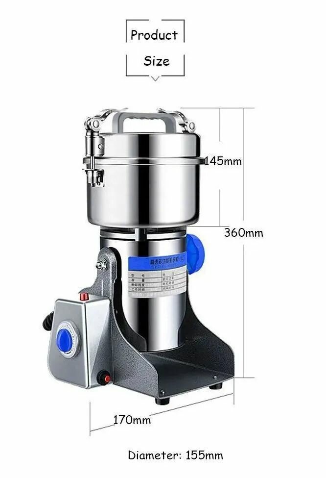 Мощный измельчитель для сухих продуктов. Электрическая мельница для специй, зерна, соли, муки. Блендер-дробилка для дома.