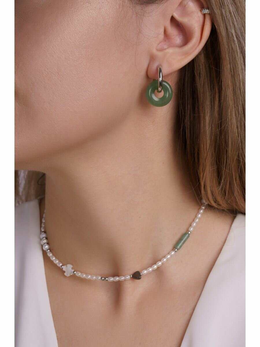 Чокер, перламутр, авантюрин