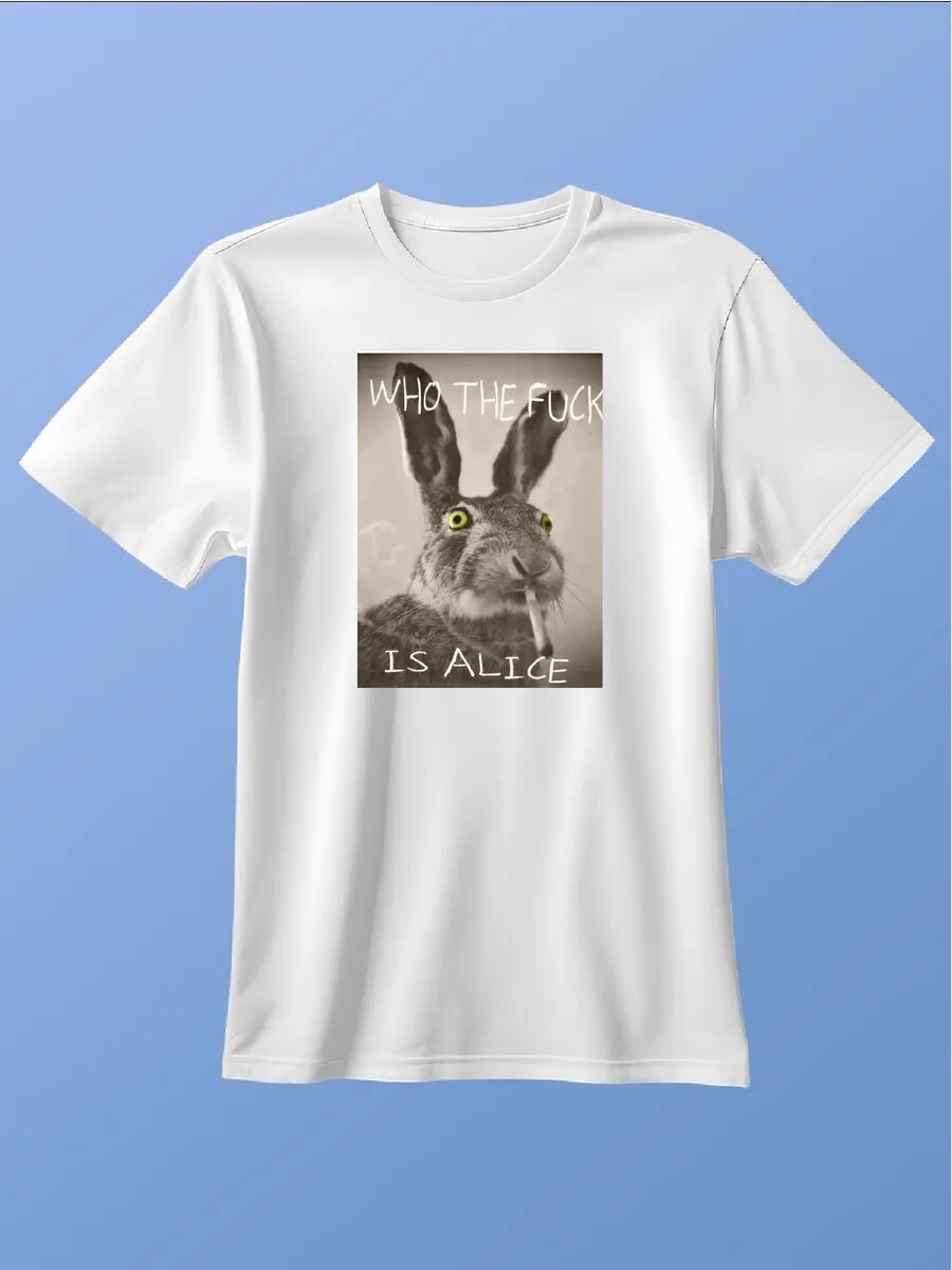 Футболка заяц алиса в стране чудес