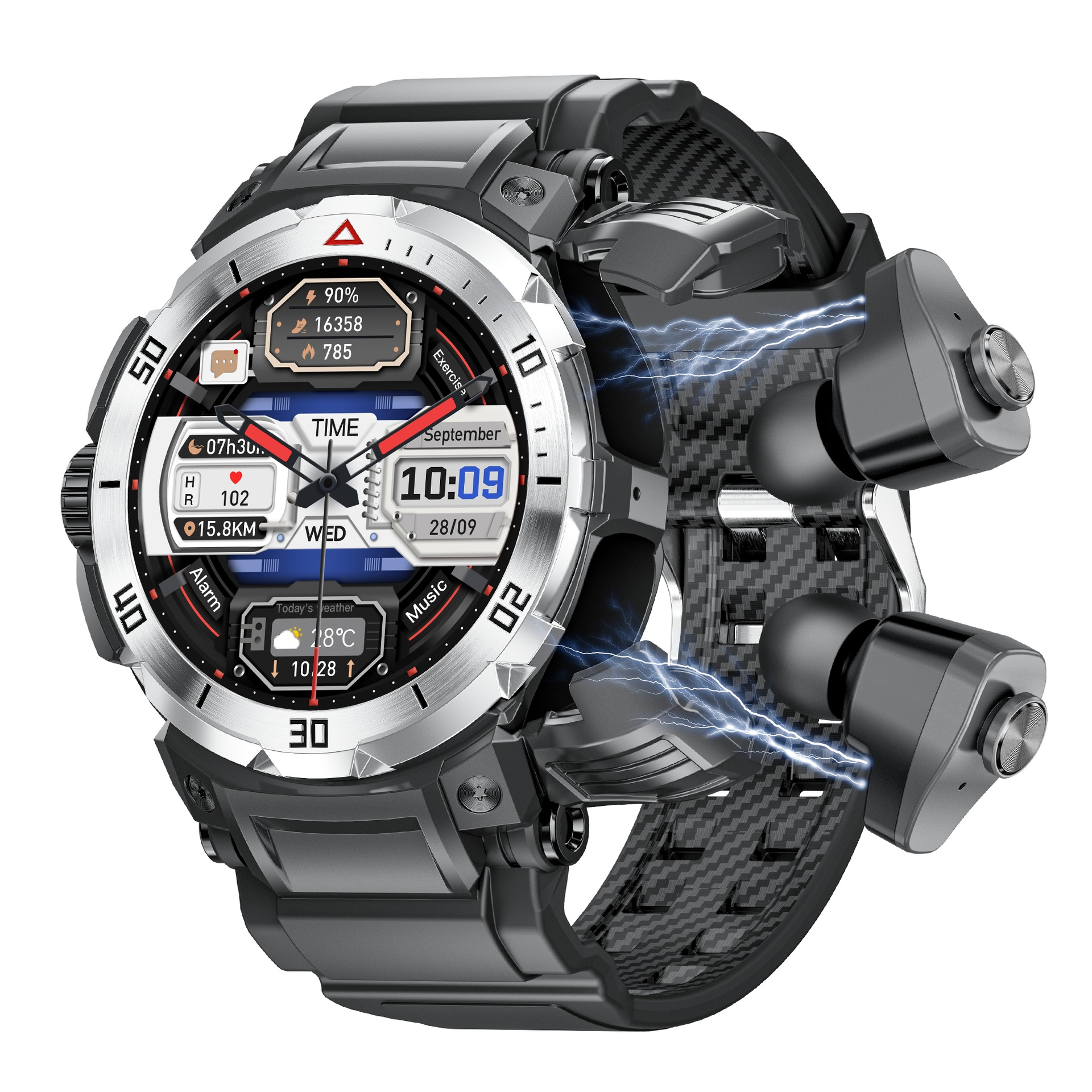 Умные часы премиум с NFC и защитой от утери наушников оснащены водонепроницаемым корпусом, поддерживают двойную связь