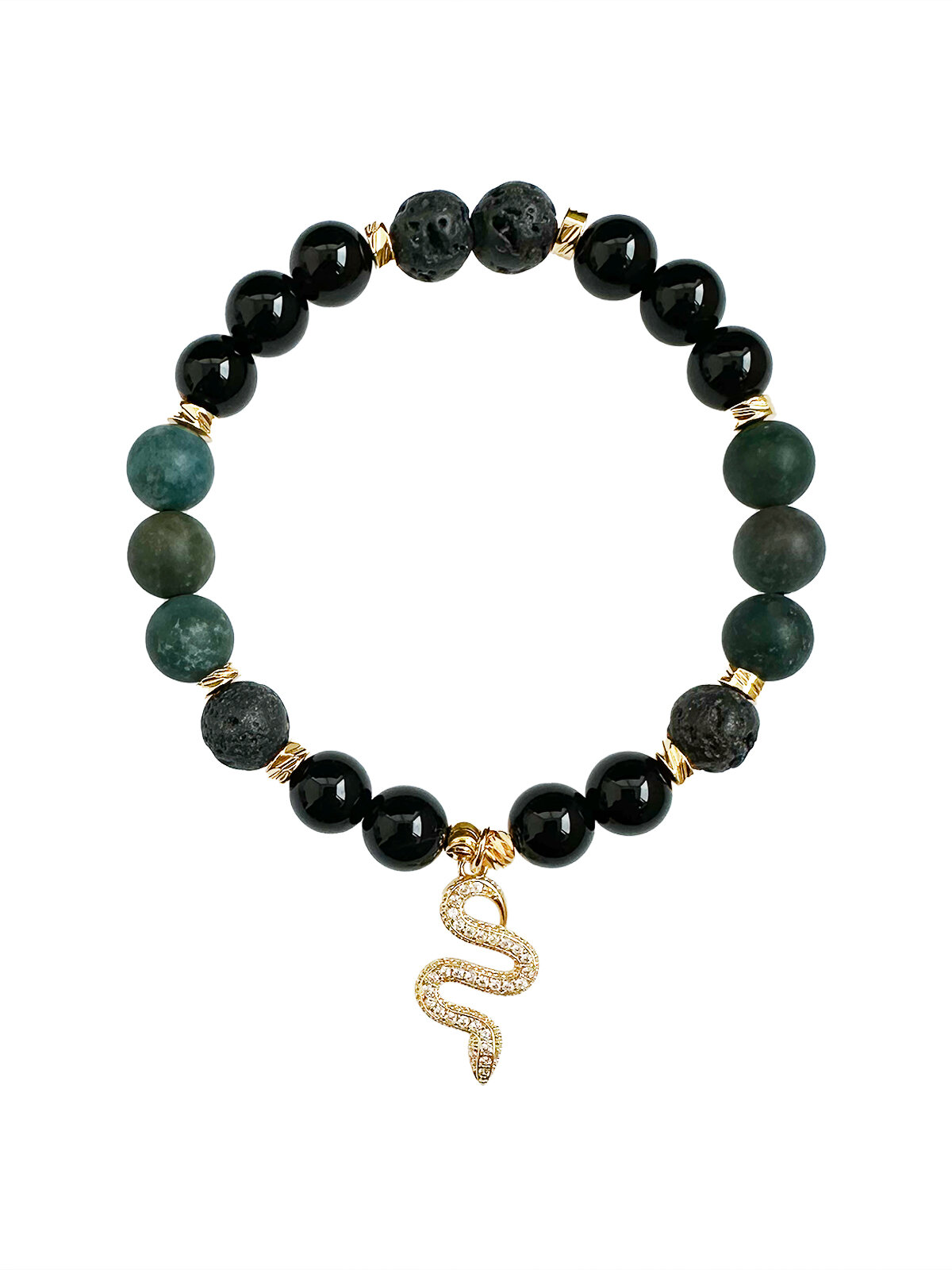 Браслет-нить Strekoza Collection, яшма, вулканическая лава, циркон, агат