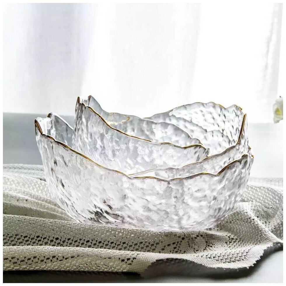 Салатники DAY SS-001, для салата, 3 шт, ассиметричные, с золотыми краями