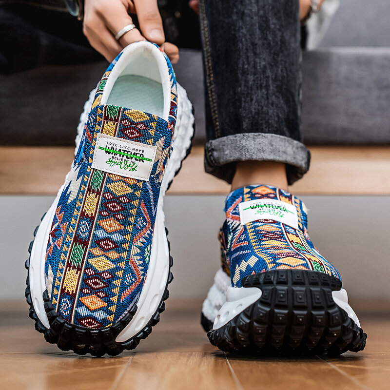 MOOCIE Новые дышащие вышитые туфли для папы с толстой подошвой, увеличивающие ленивые педали, повседневная спортивная обувь, модная обувь