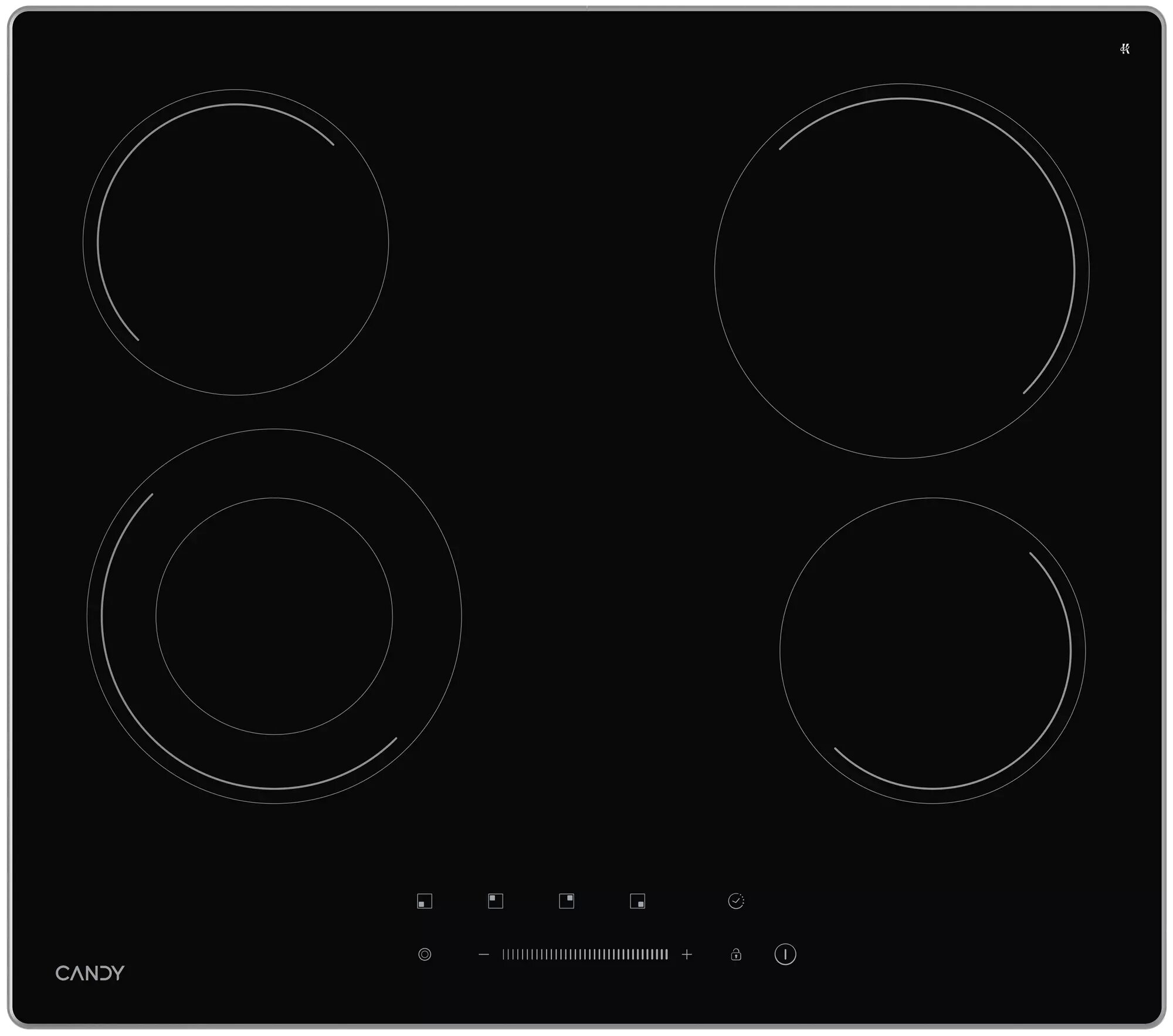 Варочная панель Candy CHXC64TDAB, черная, с таймером, 4 конфорки