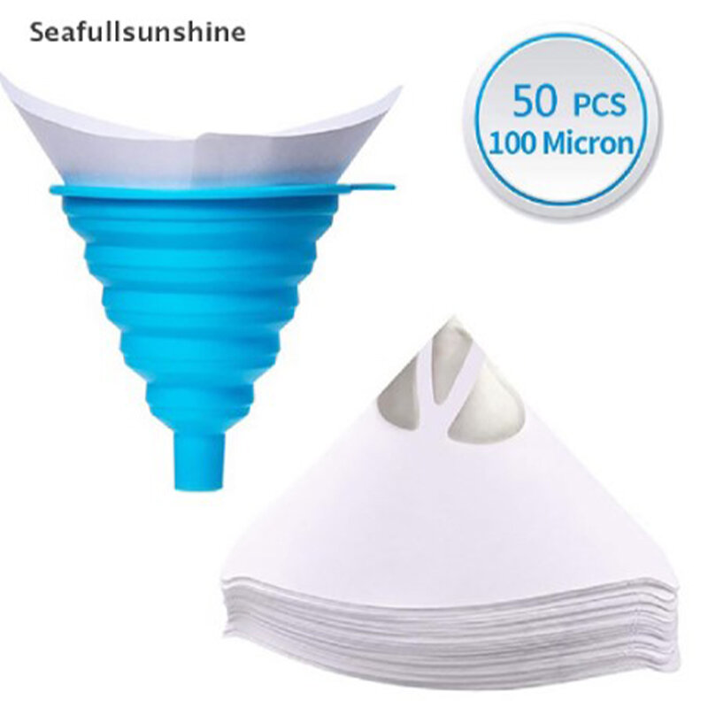 Автомобильная фильтровальная бумага для краски, набор силиконовых воронок, безопасный большой размер, фильтры для автомобильной малярной бумаги, набор воронок, синий, 50 шт, бумажная воронка, 1 силиконовая воронка