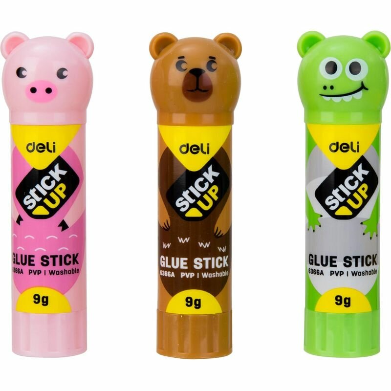 Клей-карандаш школьный Deli с колпачком в форме зверька, 9 г, E6366A