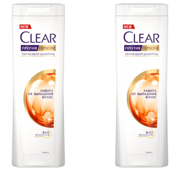 Clear Шампунь против перхоти для женщин Защита от выпадения волос, 200 мл - 2 шт