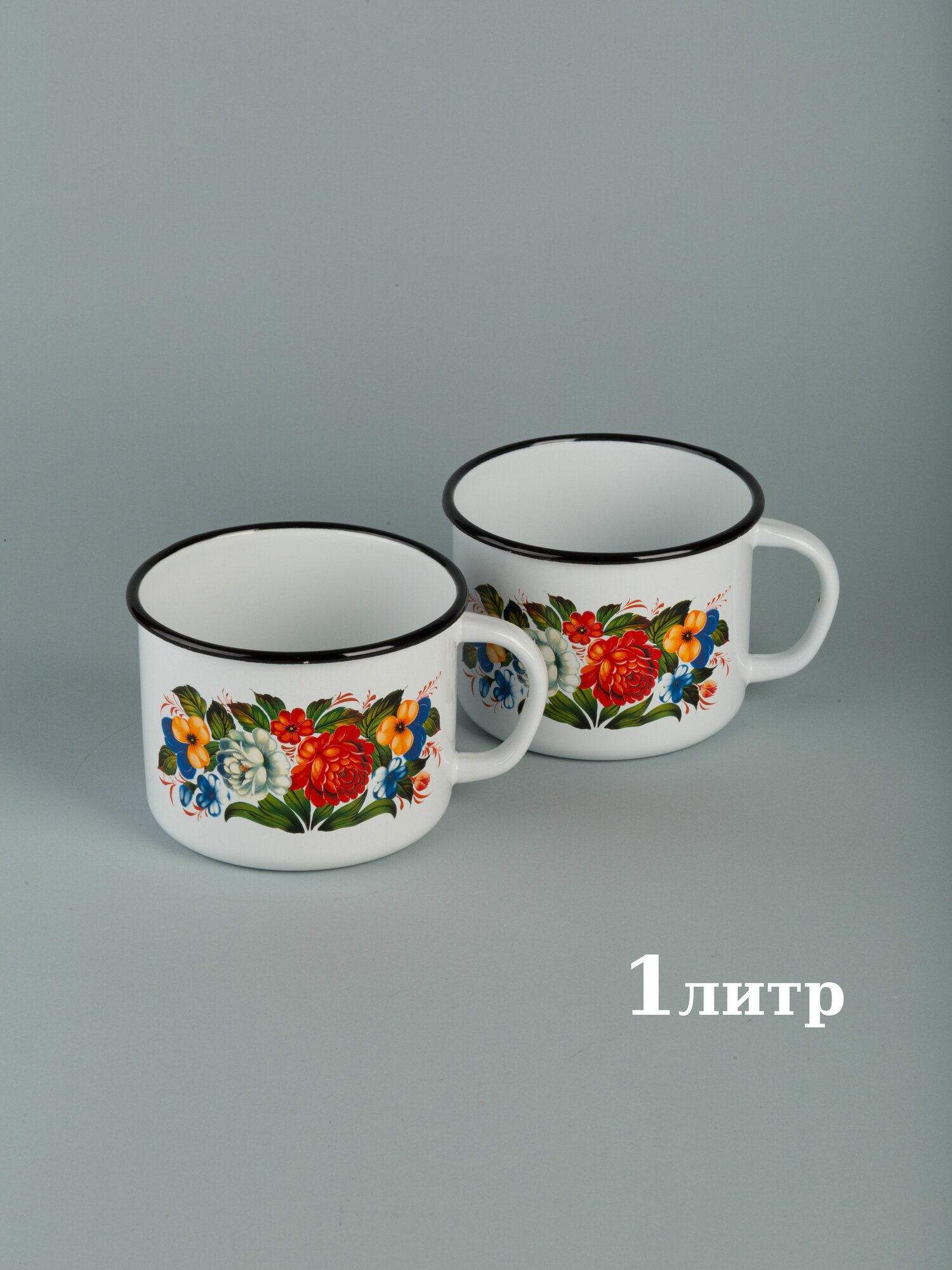 Кружка эмалированная 1 литр Татьяна, комплект из 2-х штук