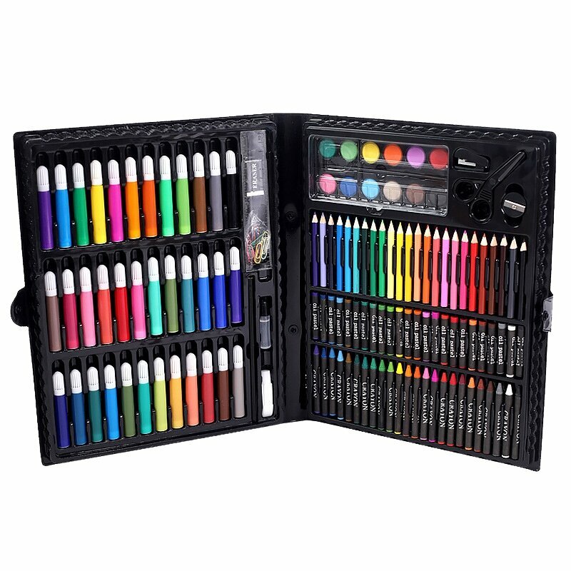 150 шт. набор детских художественных наборов детский набор для рисования цветные ручки мелки пастель инструменты для рисования принадлежности канцелярский набор