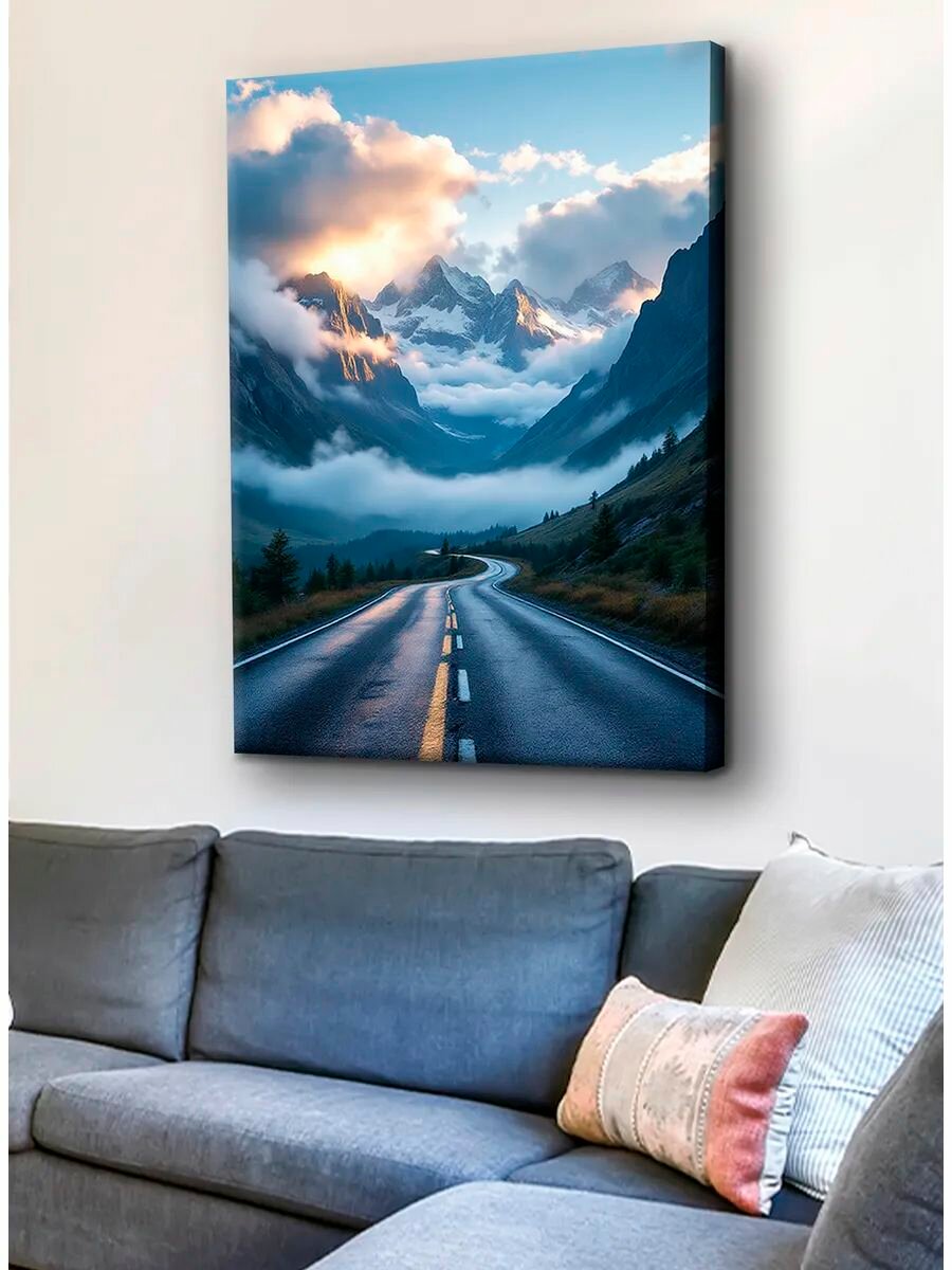 Картина "Туманные горы", на стену 50х70см 1шт.