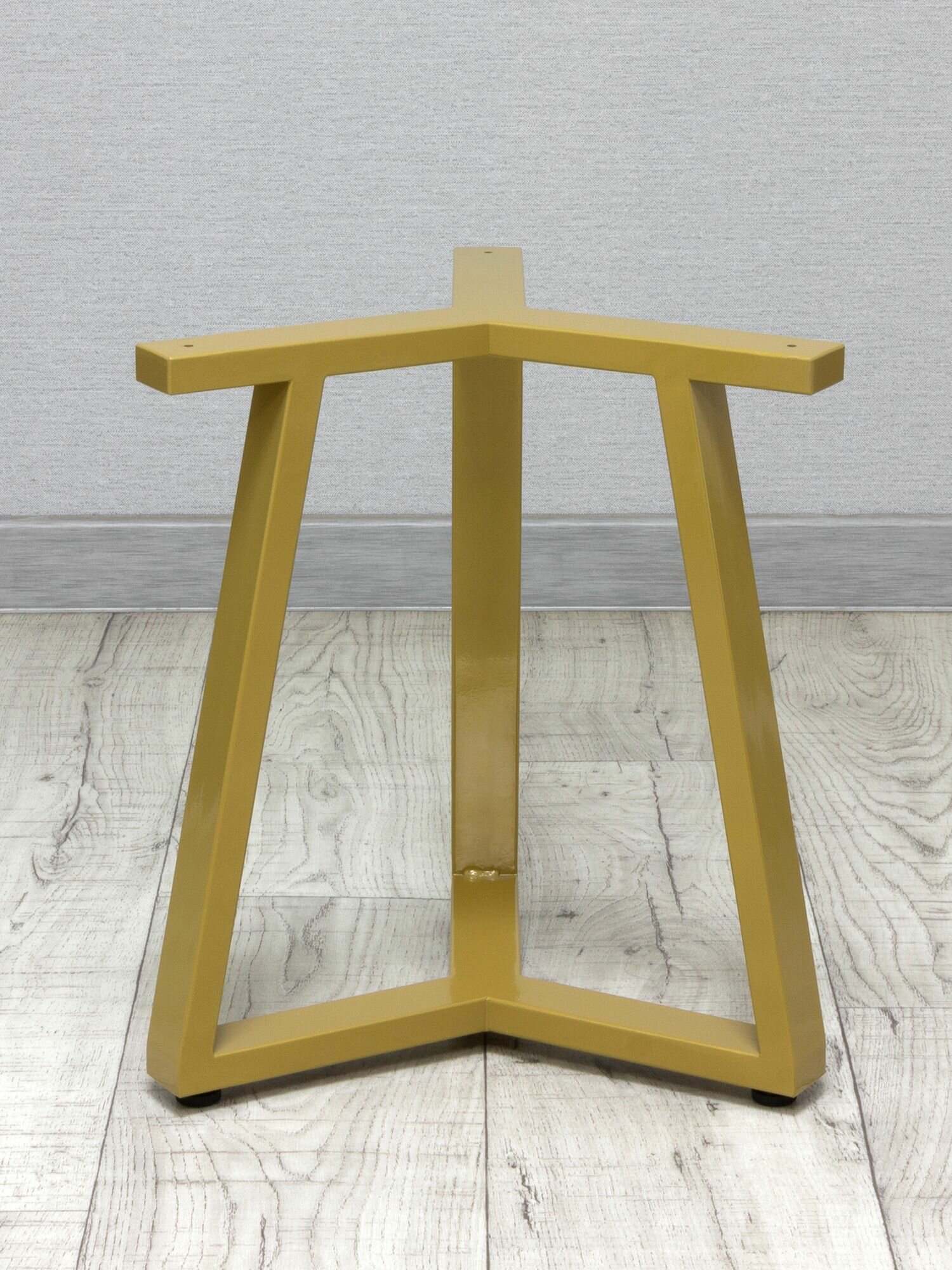 Опора для стола подстолье Трапеция скошенная, золотой цвет, диаметр 50см, высота 50см