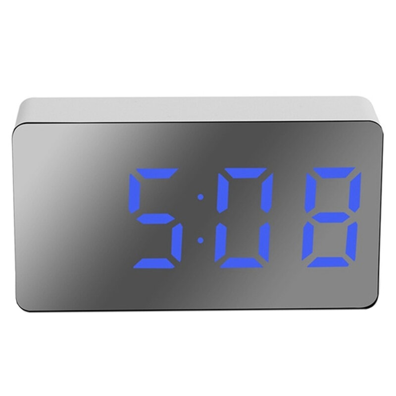 Цифровой светодиодный будильник на прикроватной тумбочке с функцией повтора сигнала, часы с надписью «Украшение спальни» с синими словами