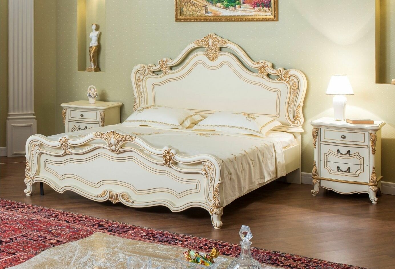 Кровать Alba "Мона Лиза", бежевая, с изножьем, 160х200х140 см