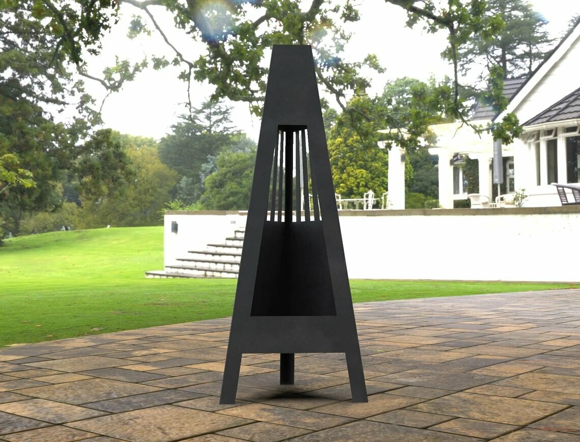 Очаг, чаша для костра, Костровая чаша, Жаровня для улицы Садовая Пирамида Линии - огнеупорная краска