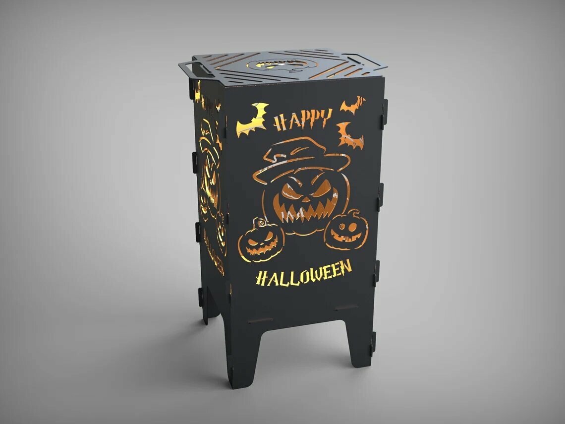 Тематический разборный Мангал, Гриль, Барбекю Хэллоуин (пожарная яма) - огнеупорная краска