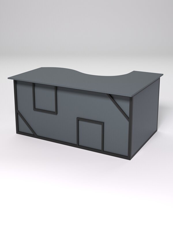 Стол эргономичный офисный СЭ-11А (левосторонний) "стронг" в стиле лофт декор №4, Темно-серый