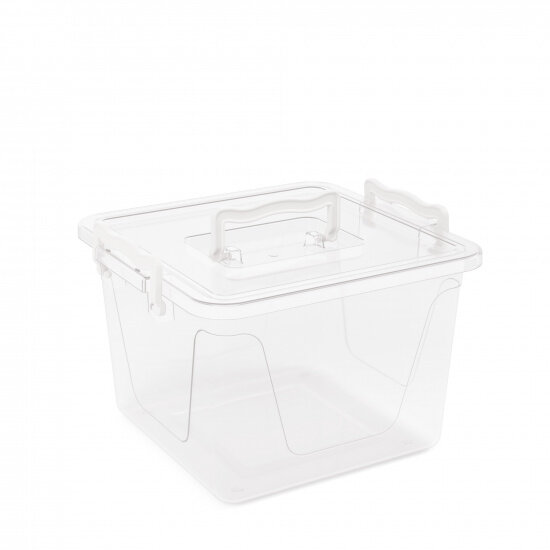 Контейнер для хранения Альтернатива М1032, с ручками, квадратный, пластик, прозрачный