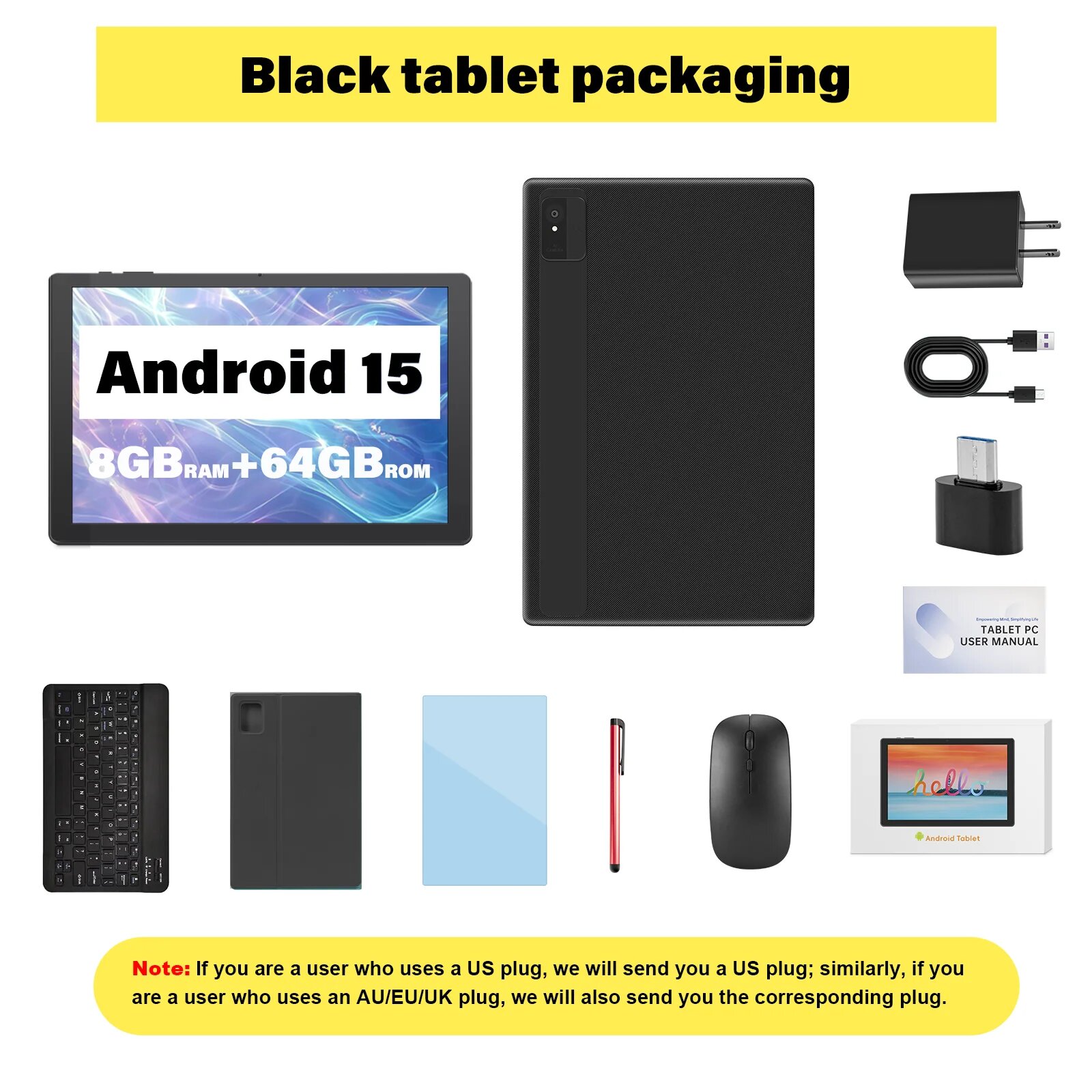 Детский планшет Paitanry 10.1", Android 15 ЕС, Черный, Black pro tablet