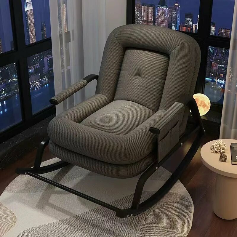 Семейное удобное кресло-качалка, Кресло-качалка для дома и отдыха, с металлическим каркасом и подлокотниками, 71х132х80