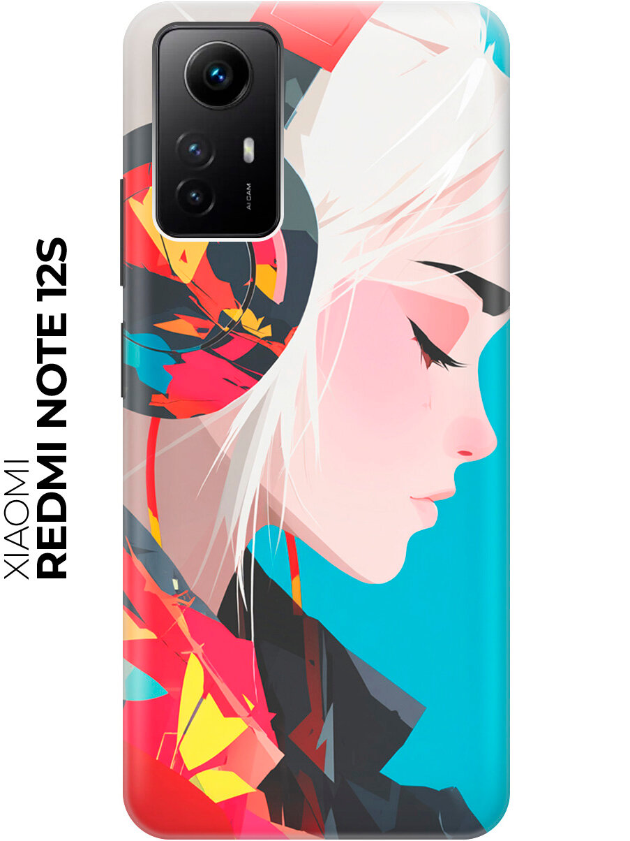 Силиконовый чехол на Xiaomi Redmi Note 12s с принтом "Девушка в наушниках"