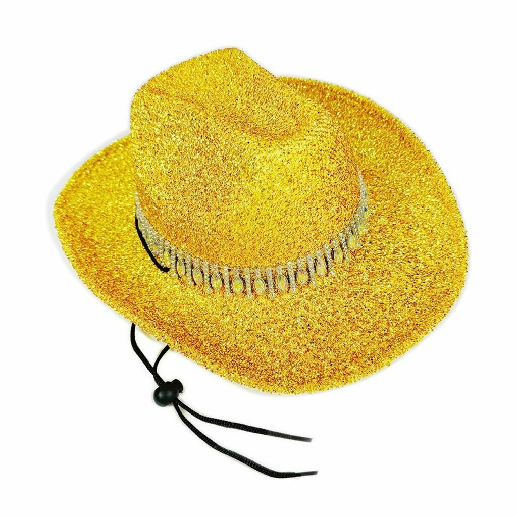 Западная Ковбойская Шляпа с Бриллиантовым блеском-Золото