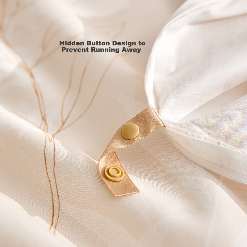 LUOLAI Home Textile 100% Pure Cotton Bedding Set, Full Cotton Duvet Cover Bed Sheet 150*215cm Beige