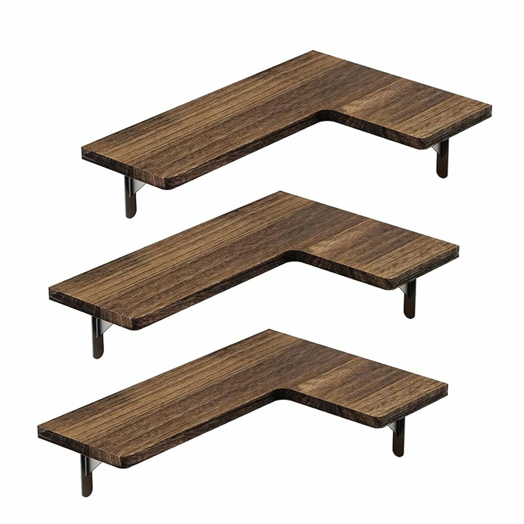 Деревянная подвесная стойка в углу стены - трехслойная - повторно обожжена