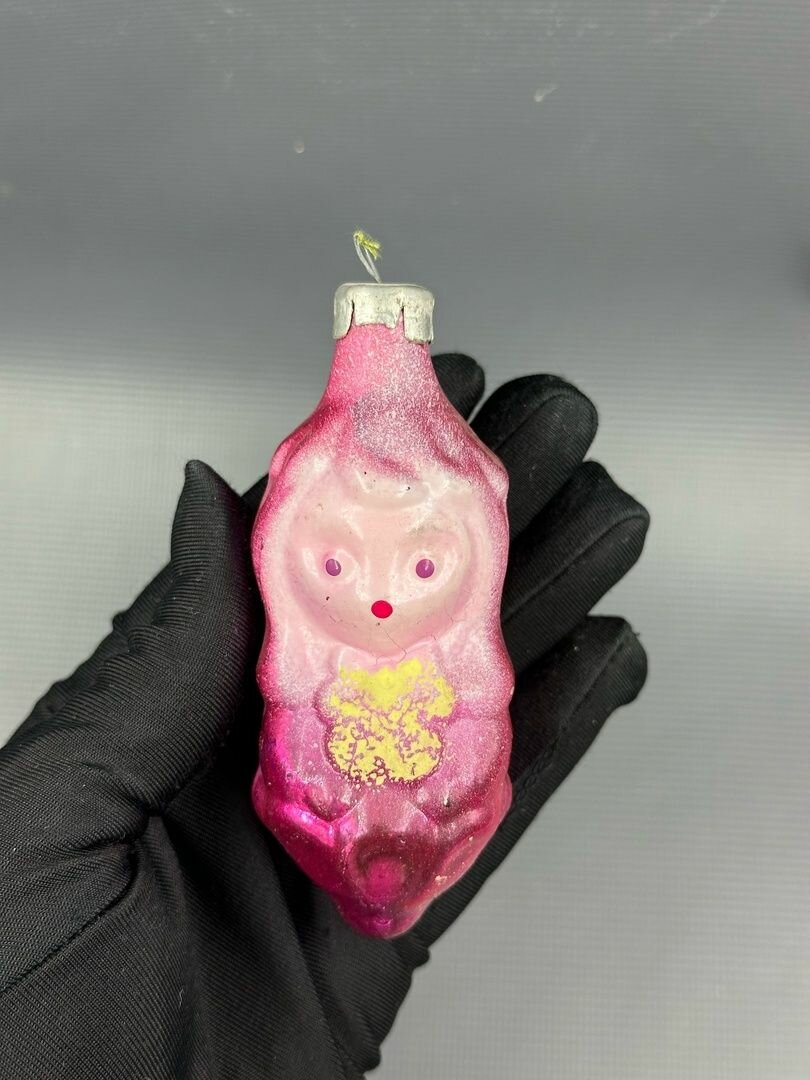 Елочная игрушка Девочка Мальвина Розовый Цвет Стекло СССР