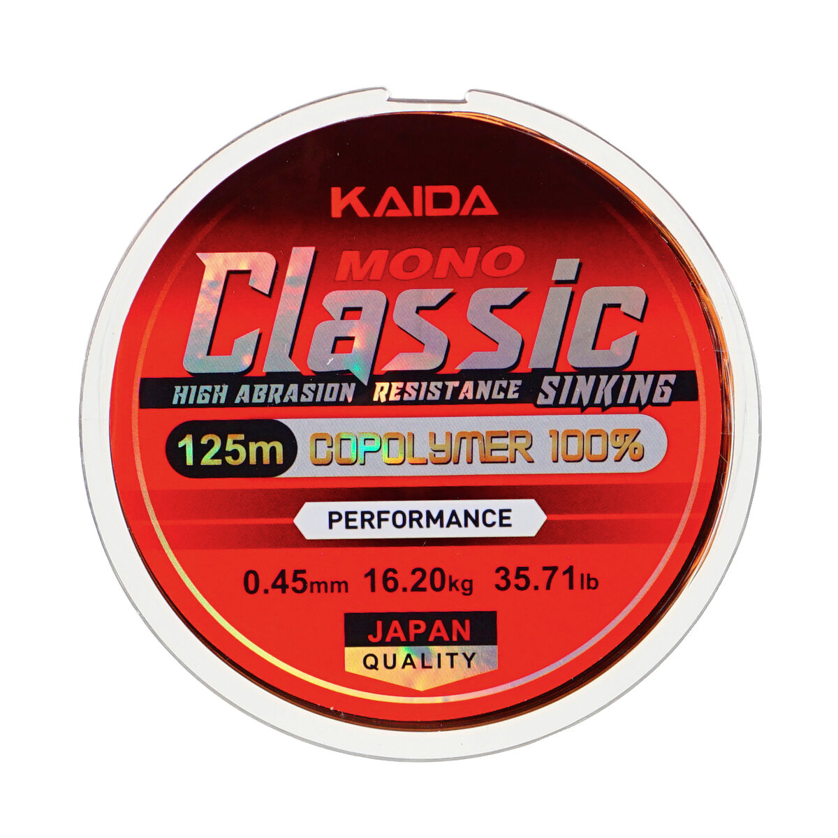 Лескa Kaida Mono Classic 125м 0,45мм 16,2кг коричневая