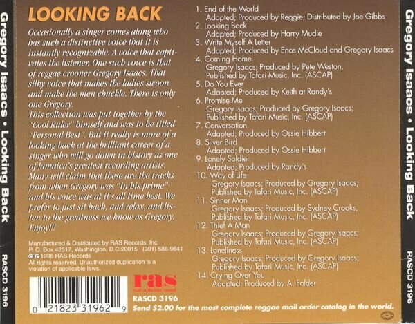 Диск Gregory Isaacs - Looking Back (1 CD) — фото 1