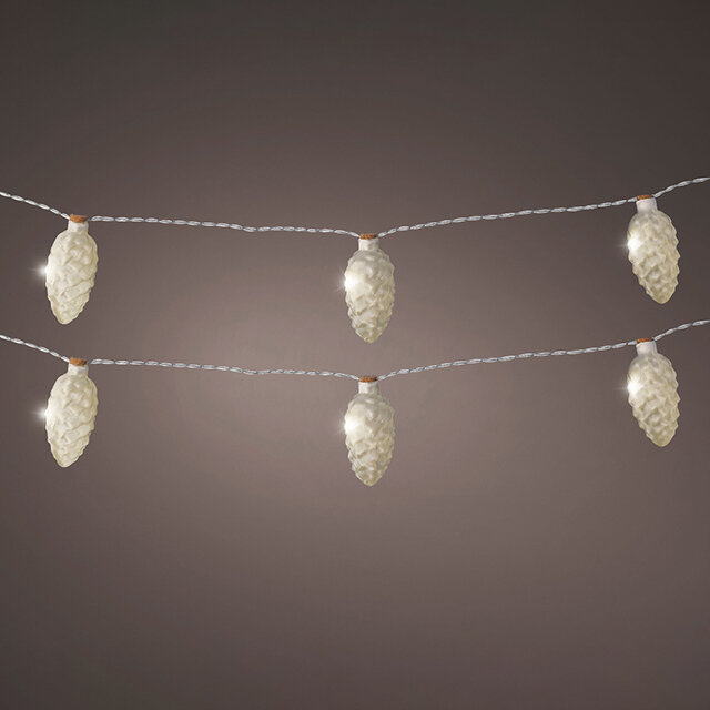 Светодиодная гирлянда Шишки - Perfecto 1.75 м, 8 теплых белых LED ламп, прозрачный ПВХ, на батарейках, IP20, Kaemingk, 487017