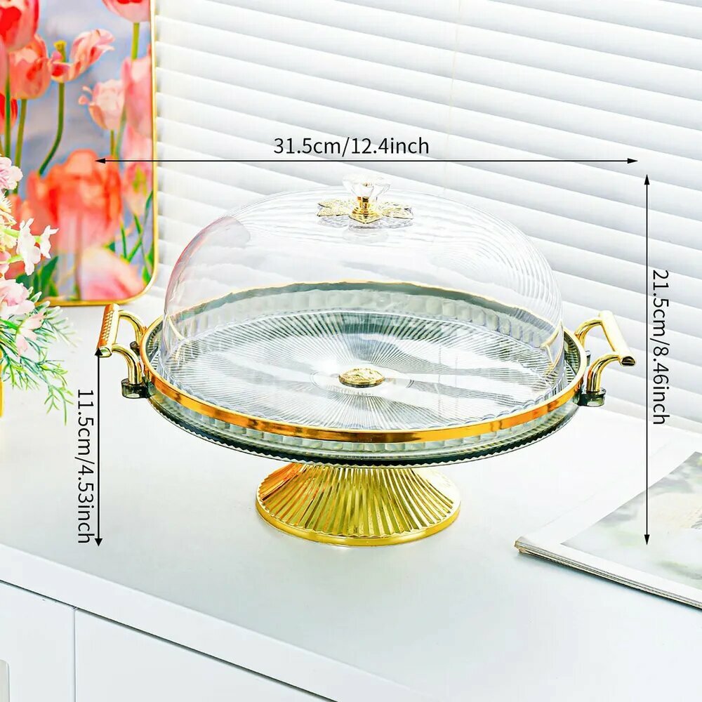 Пластиковый поднос, круглая подставка для тортов с крышкой, 31,5 см 3 31 см 2 21,5 см