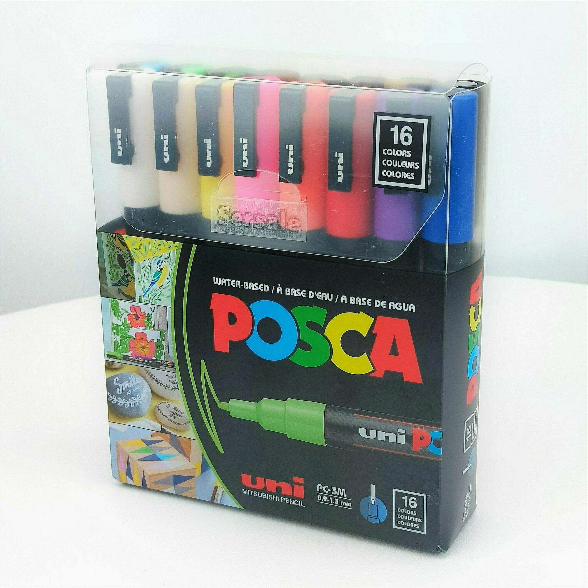 Маркеры UNI Posca PC-3M набор из 16 стандартных цветов толщина 0,9 - 1,3мм