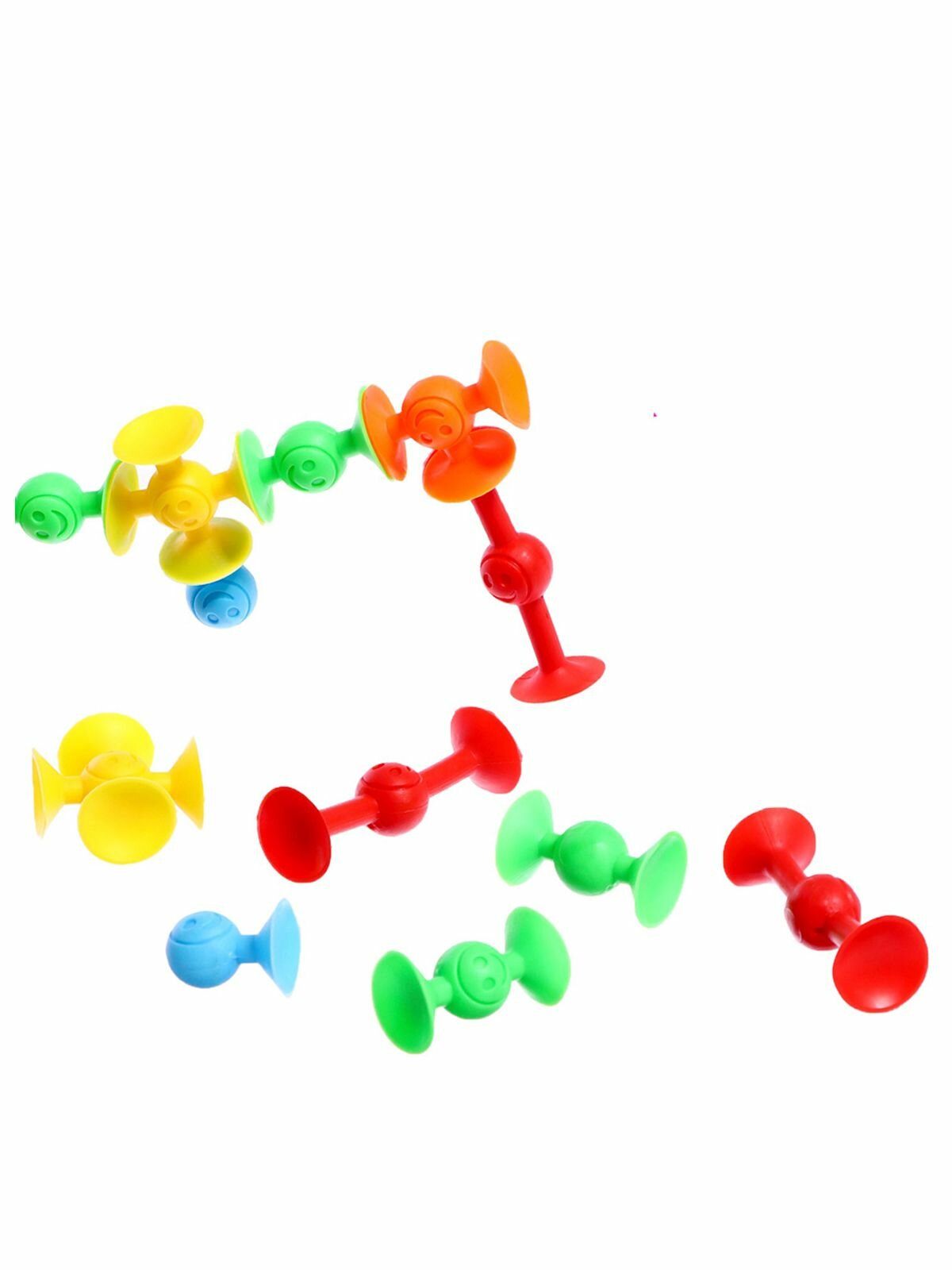 Мягкий конструктор "Весёлые присоски" на присосках, набор для детского творчества и развития мелкой моторики, конструктор-липучка для малышей, учим цвета, собери сам, 14 деталей