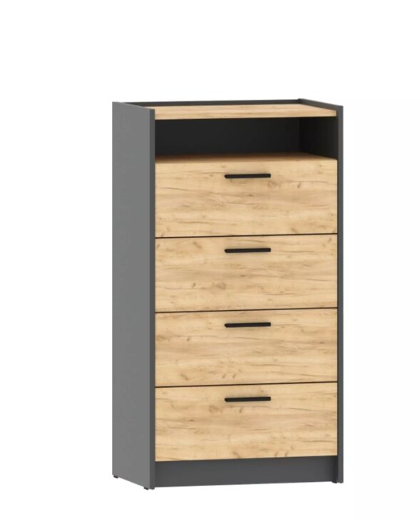 Комод Сильва Оттавия НМ 011.03 Дуб Крафт Золотой/Антрацит Размеры: Высота 1124мм Глубина 400мм Ширина 600мм