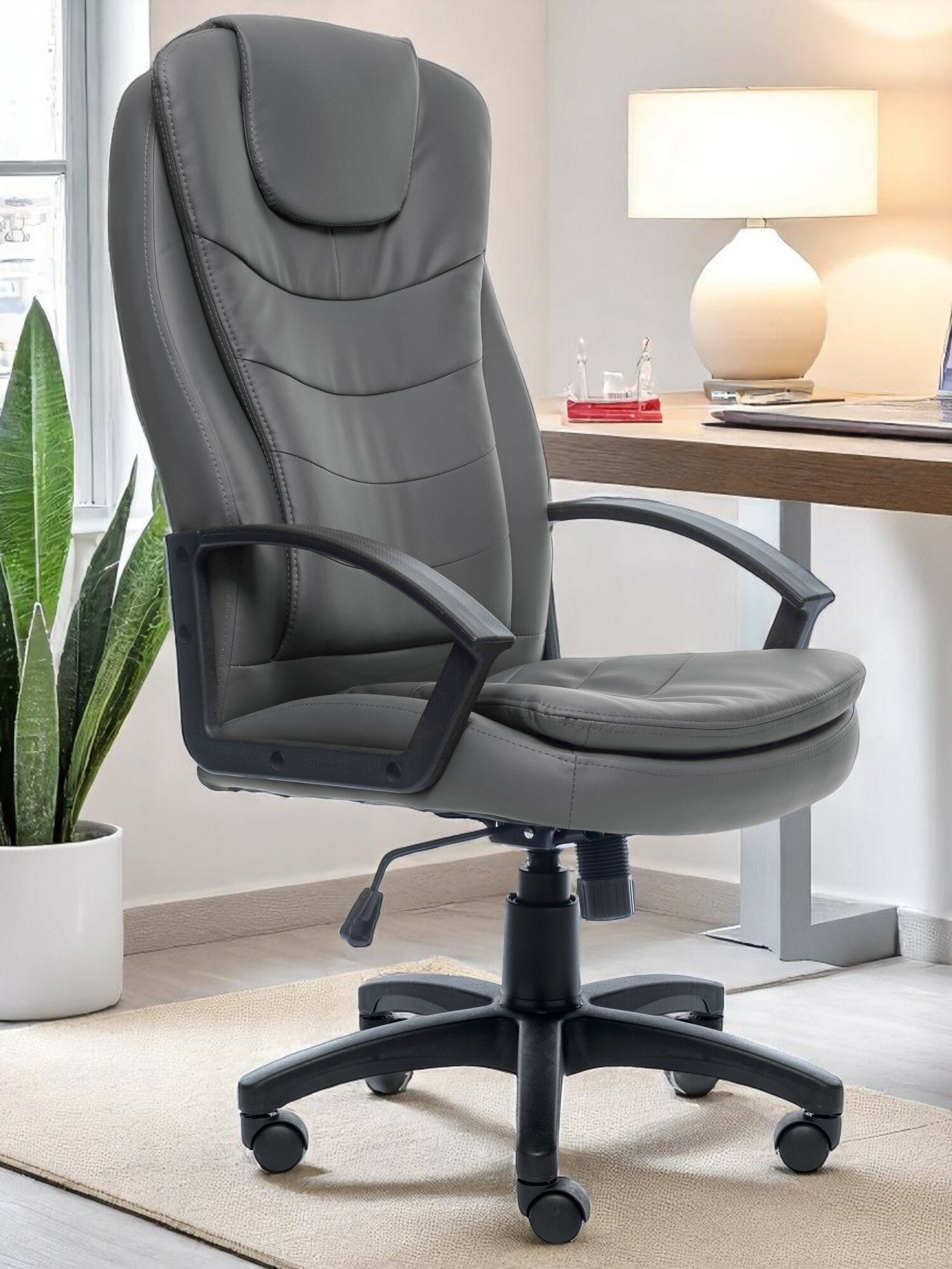 Кресло The World of Comfort Patrick-1, офисное, экокожа, серый, до 120кг