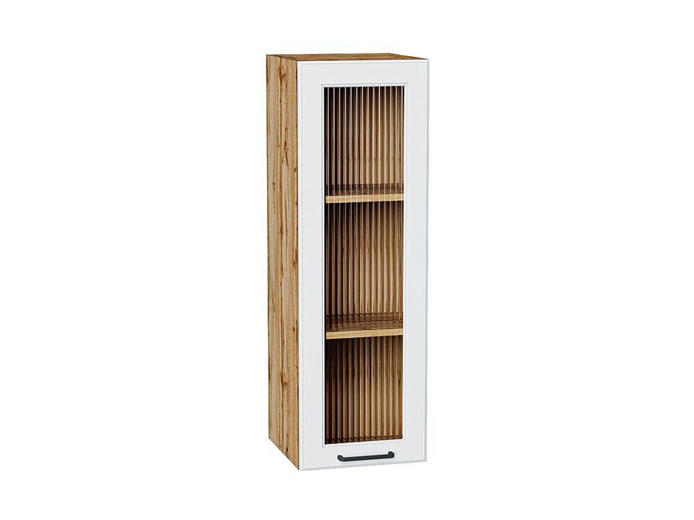 VVT Шкаф верхний с 1-ой остекленной дверцей Барселона Дуб Вотан, Белый, 920, 300