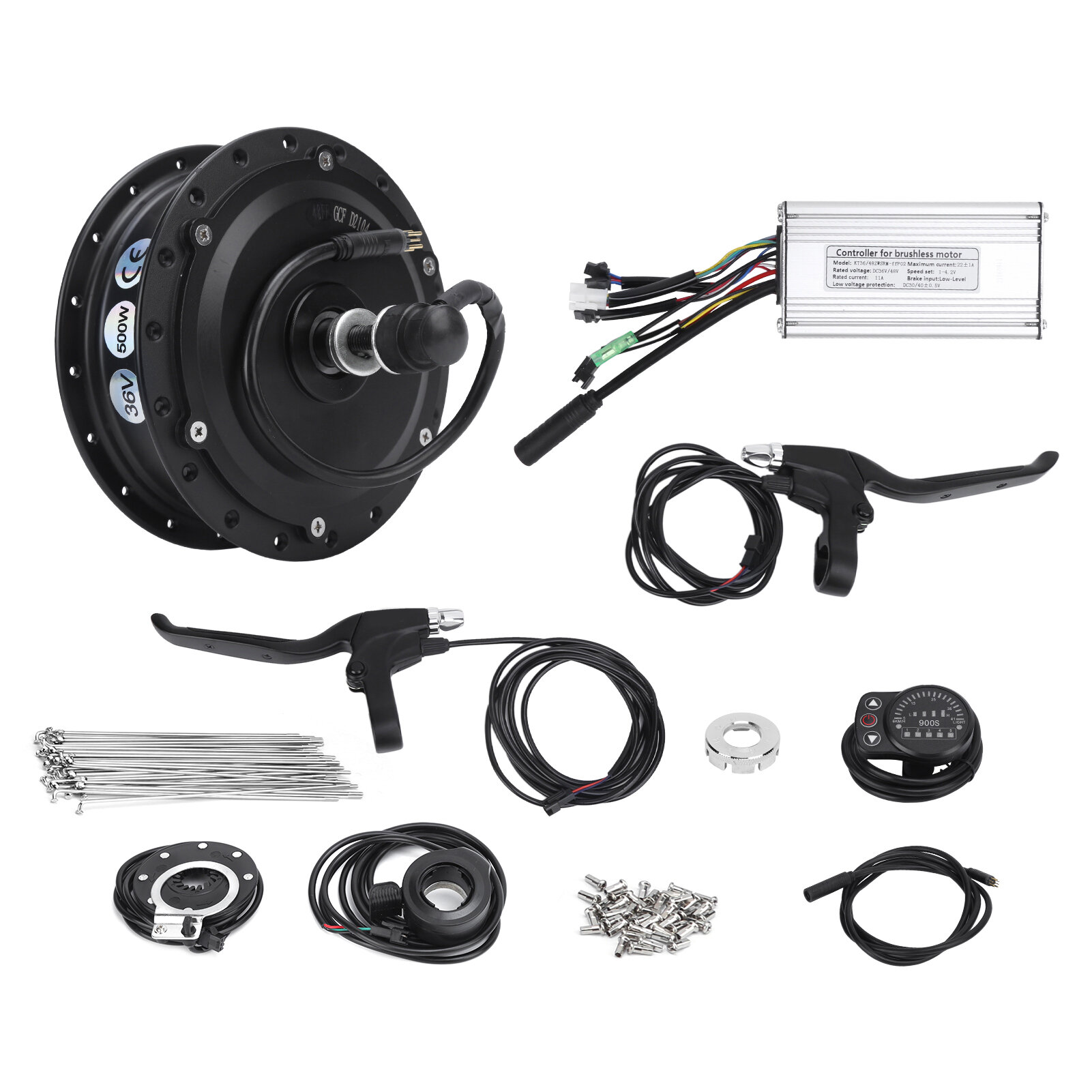 Комплект для переоборудования электрического велосипеда, 36 В, 500 Вт, мотор-ступица переднего колеса с дисплеем KT-900S для колес 12G, 26 дюймов, спицы 12G