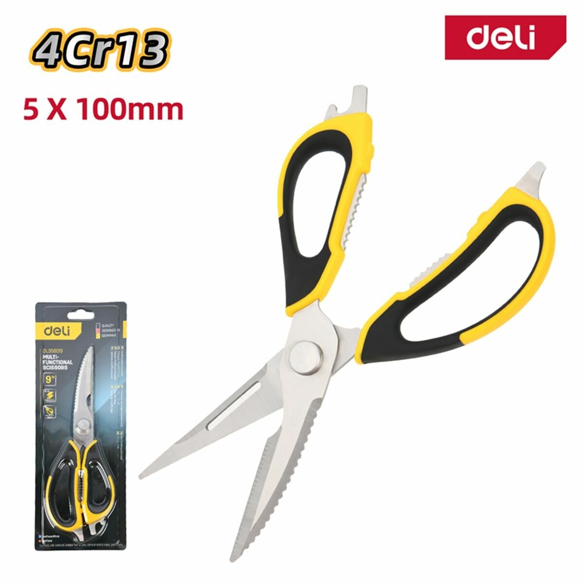 Ножницы многофункциональные хозяйственные Deli DL358019 нержавеющая сталь