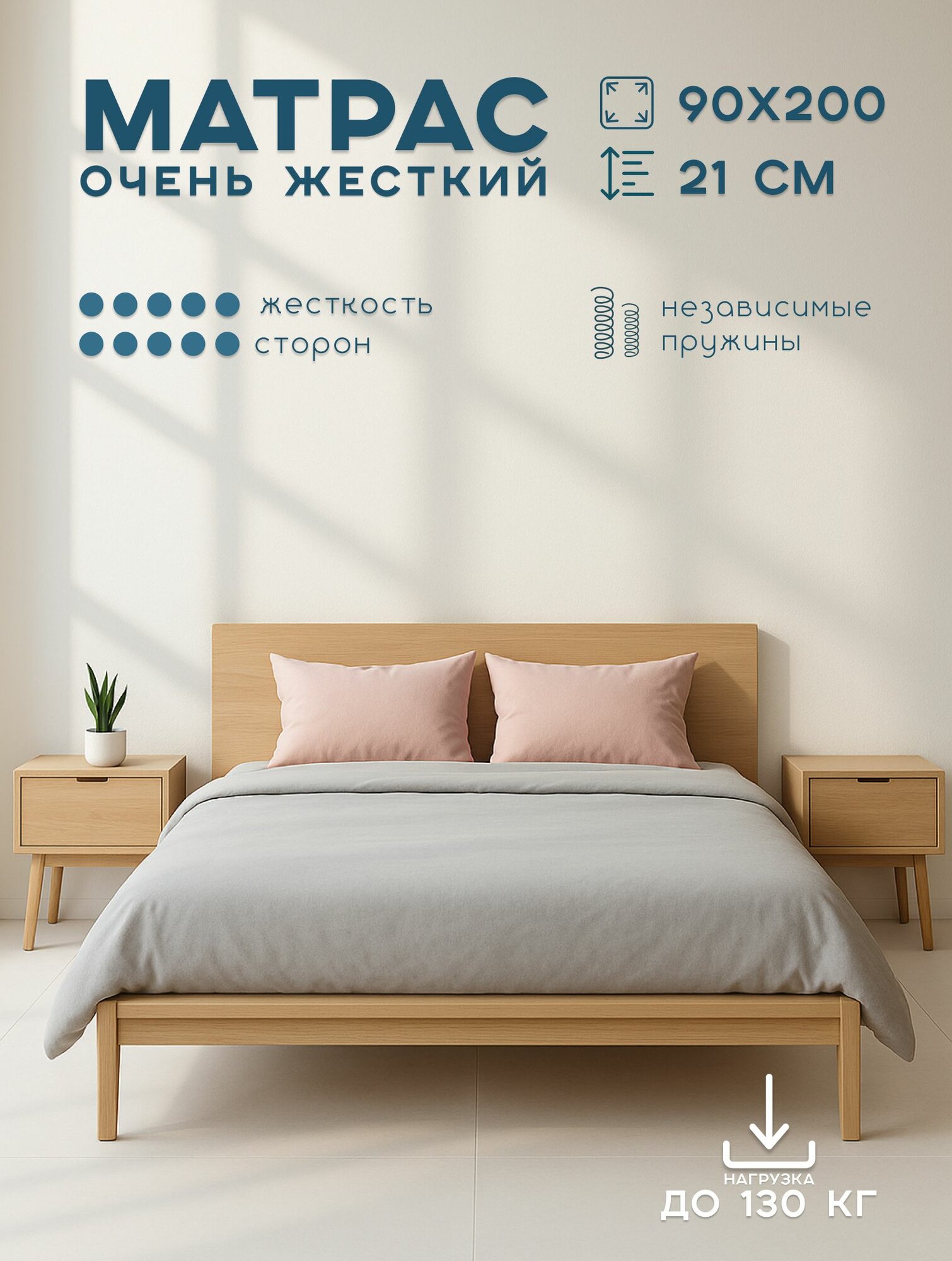 Матрас 90х200 Ортис " Комфорт Абсолют" жесткий на независимом пружинном блоке