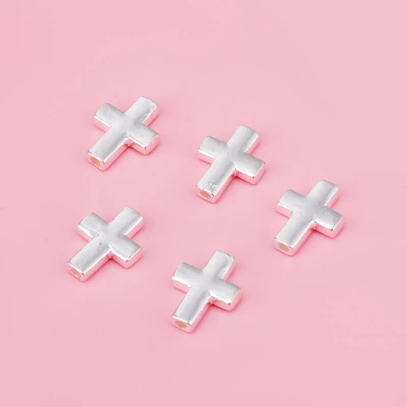 S925 чистое серебро, свободная бусина, крестик, бусина ручной работы, материал для бисера своими руками