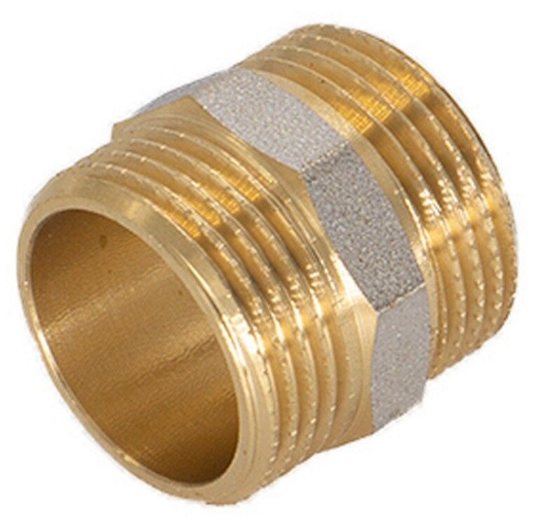 Ниппель СТМ переходной, наружный, из никелированной латуни, резьба 1.1/2дюйма / фитинги