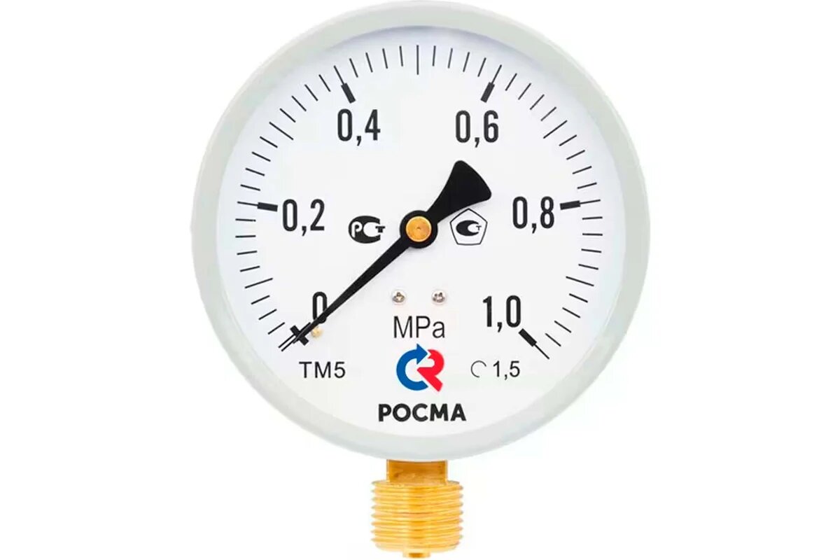 Росма Манометр общетехнический ТМ-510Р.00 М2 0-0.6 МПа ДК100 G1/2, класс точности 1.5