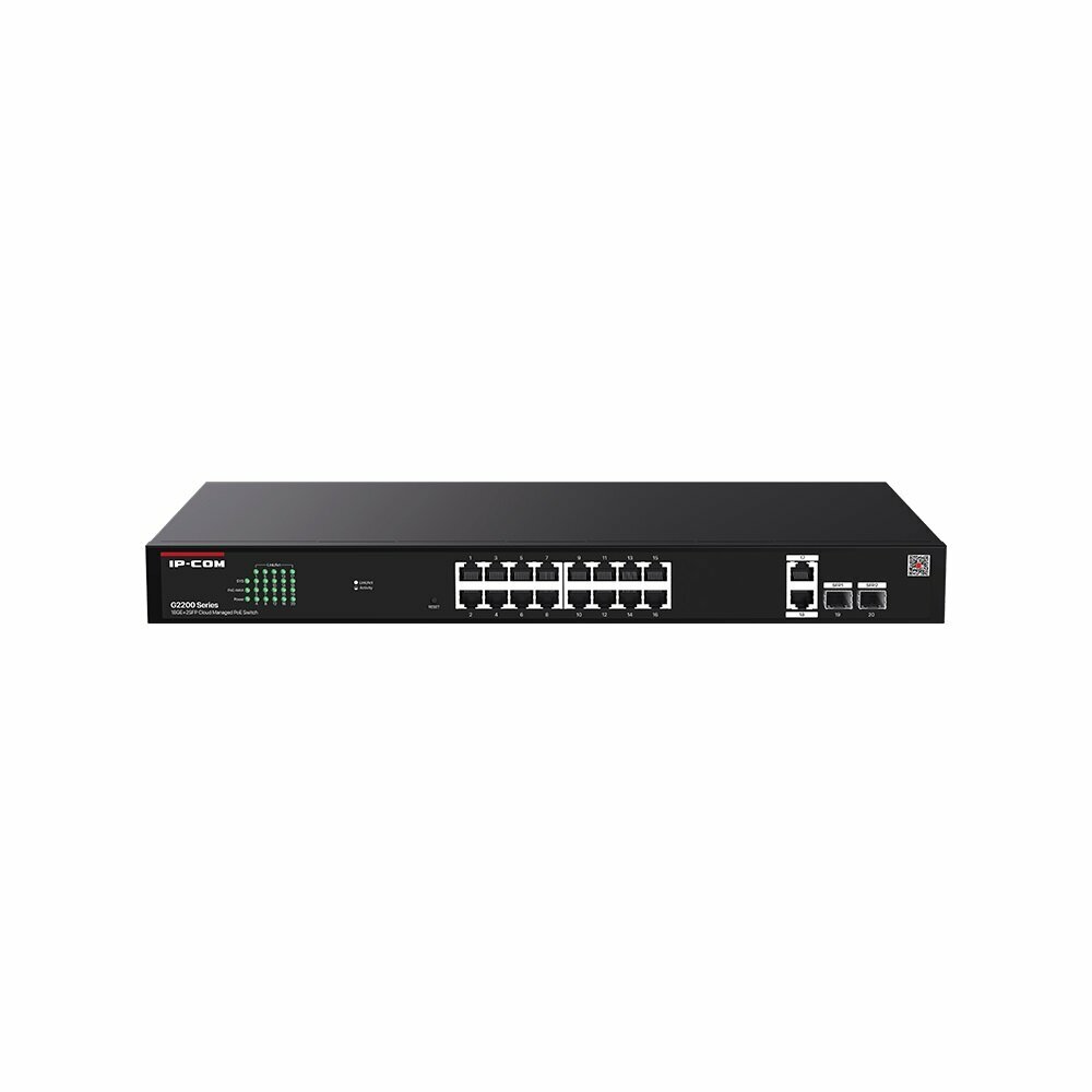 IP-COM G2220P-16-250W Коммутатор управляемый PoE, 18 портов, 18x1 Гбит/с, SFP 2x1 Гбит/с, PoE 16x30Вт (до 230Вт)